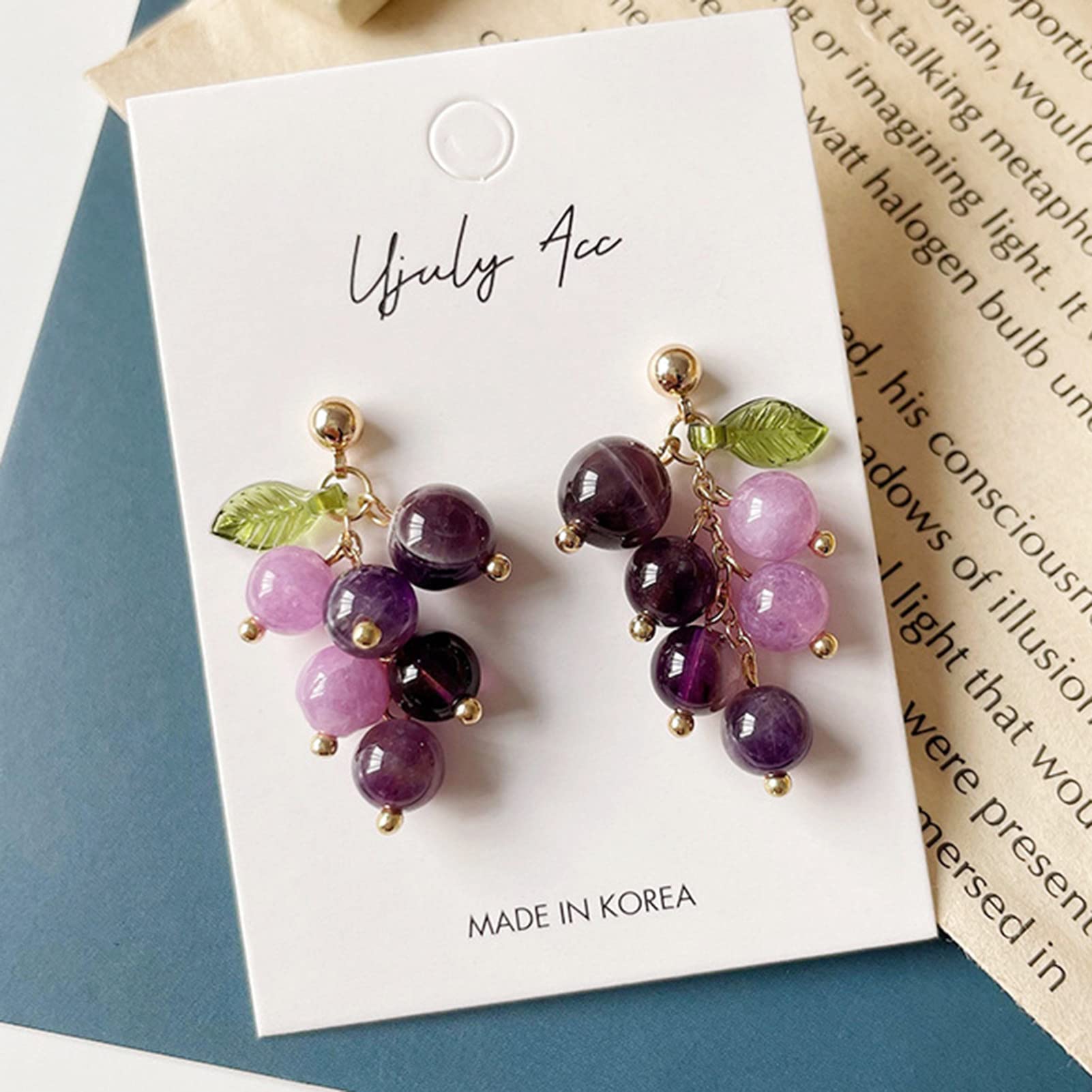 Earring, 1 Pair Vivid Charming Dangle Earrings Alloy Lovely Fruit Grape Drop Stud Earrings Jewelry Acessories Drop Earrings for Dating (Colour Name : B) (B b)