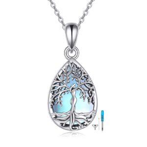 onefinity tree of life urn necklace for ashes sterling silver moonstone cremation necklace for ashes keepsake memory jewelry for women