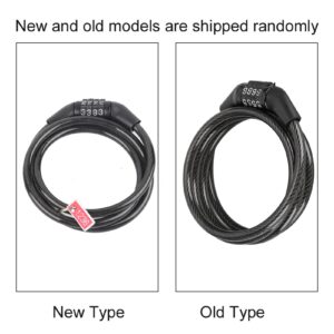 Bike Lock Cable, Security Bike Lock with 4 Digit Combination Bicycle Lock for Outdoor Equipment