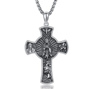 jesus cross necklace for men 925 sterling silver crucifix necklace women with chain baptism christian jewelry gifts