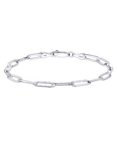 waitsoul silver bracelet for women 3mm diamond-cut paperclip chain bracelet for men 8.5 inch