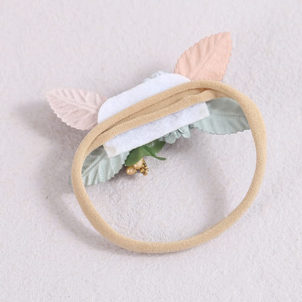 Kercisbeauty Baby Girls Yellow Flower Leaf Headwear Soft Elastic Headband Garden Themed Head Wrap Hairbands for Toddler