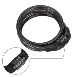 Bike Lock Cable, Security Bike Lock with 4 Digit Combination Bicycle Lock for Outdoor Equipment