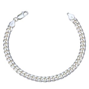 Waitsoul Silver Bracelet for Men 5mm Diamond-Cut Cuban Link Curb Chain Bracelet for Women 7 Inch