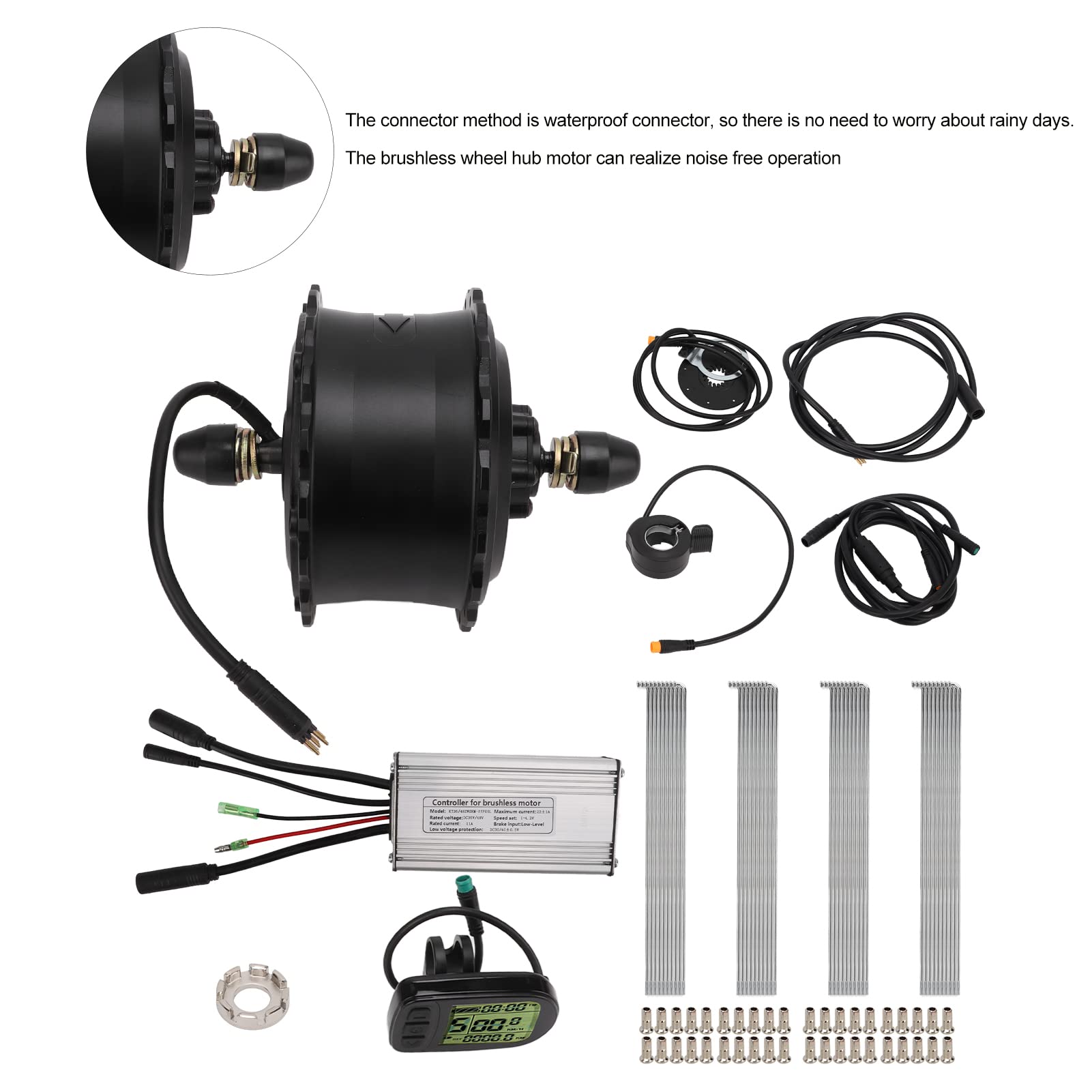 VBESTLIFE Electric Snow Conversion Kit, 36V 500W Fat Tire Front Wheel Hub Motor Kit with LCD5 Display Controller Spokes Throttle Accelerator Mounting Accessories (26 inches)