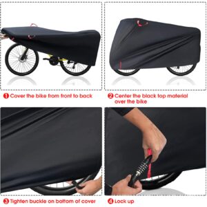 BAHULA Bike Cover for Outside Storage, 210D Outdoor Waterproof Bicycle Covers Rain Sun UV Dust Proof with Lock Hole, Ideal for Mountain Road Electric Bike,Black,170X60X85cm