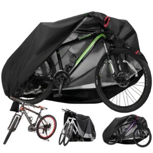 bahula bike cover for outside storage, 210d outdoor waterproof bicycle covers rain sun uv dust proof with lock hole, ideal for mountain road electric bike,black,170x60x85cm