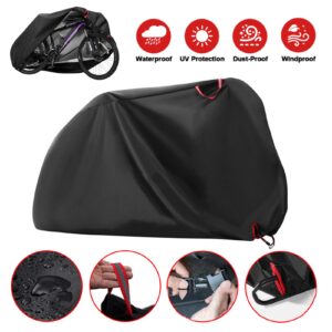 BAHULA Bike Cover for Outside Storage, 210D Outdoor Waterproof Bicycle Covers Rain Sun UV Dust Proof with Lock Hole, Ideal for Mountain Road Electric Bike,Black,170X60X85cm