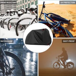 BAHULA Bike Cover Outdoor Storage Waterproof, 210D Heavy Duty Bicycle Cover, Mountain Road Bike Cover with Lock Holes - Dust, Rust, and UV Protection,Black,190X65X98cm