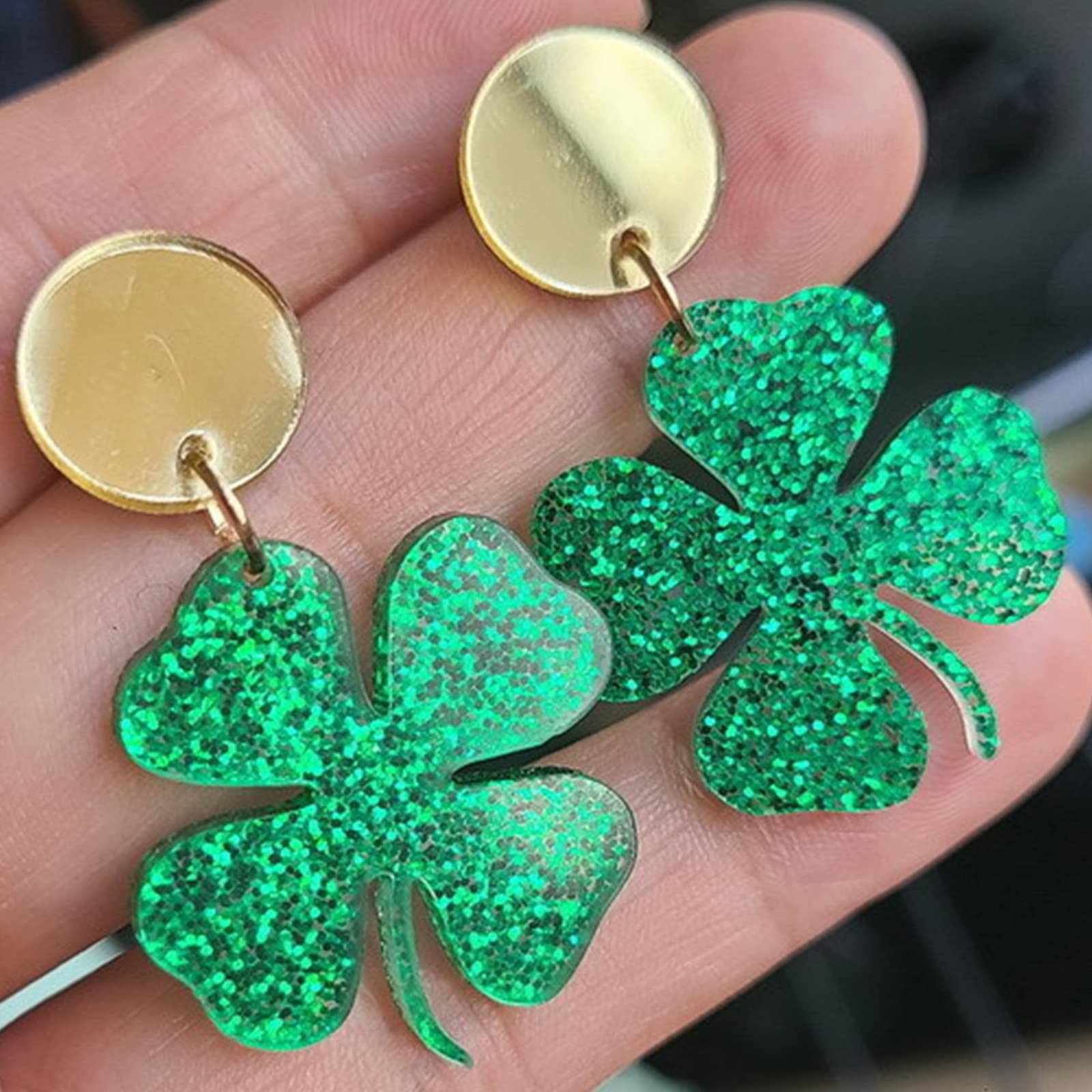 2Pairs St Patricks Day Earrings for Womens Irish Style Shamrock Dangle Earrings Clover Drop Earrings Green Cup Dangle Earrings St Patricks Day Accessories