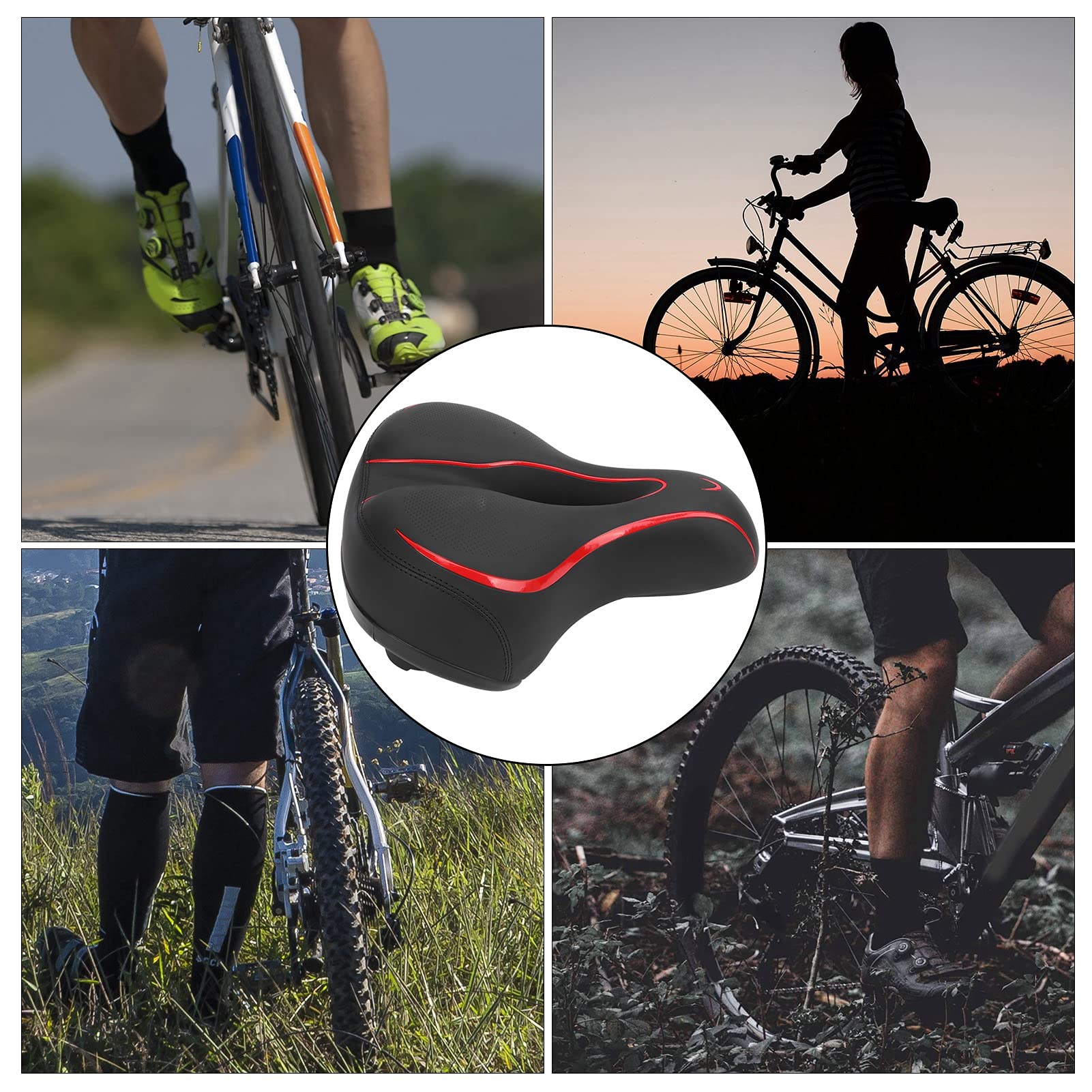 Bikes Seat Cover, Bikes Seat with Reflective Strip for Men Women, Shock Absorption Mountain Bikes Seat, Comfortable Bikes Saddle Cushion Pad for Mountain Road Pilipane