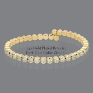 HOT JEWELRY BOX 14K Gold Plated Tennis Bracelet | Gold Bangle Jewelry Bracelets for Women | Aesthetic Accessories with Exquisite CZ and Adjustable Memory Wire for Easy Fit on Any Wrist size