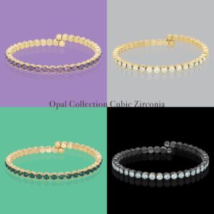 HOT JEWELRY BOX 14K Gold Plated Tennis Bracelet | Gold Bangle Jewelry Bracelets for Women | Aesthetic Accessories with Exquisite CZ and Adjustable Memory Wire for Easy Fit on Any Wrist size