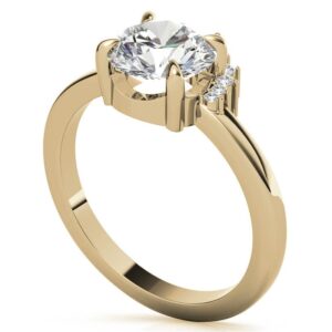 10K Solid Yellow Gold Handmade Engagement Ring 3.00 CT Round Cut Moissanite Diamond Solitaire Wedding/Bridal Rings Set for Women/Her, Awesome Ring Gift for Wife