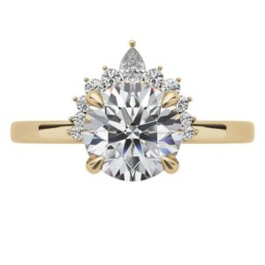 10K Solid Yellow Gold Handmade Engagement Ring 3.00 CT Round Cut Moissanite Diamond Solitaire Wedding/Bridal Rings Set for Women/Her, Awesome Ring Gift for Wife