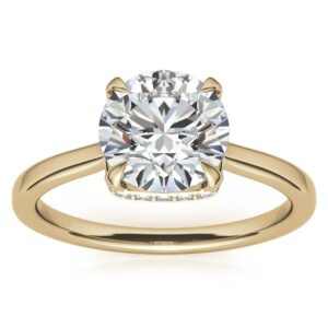 10k solid yellow gold handmade engagement ring 1.50 ct round cut moissanite diamond solitaire wedding/bridal rings set for women/her, awesome rings gift for wife