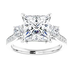 5 ct princess cut vvs1 colorless moissanite engagement ring set, wedding/bridal ring set, sterling silver vintage antique anniversary beautiful ring set gift for woman (4)