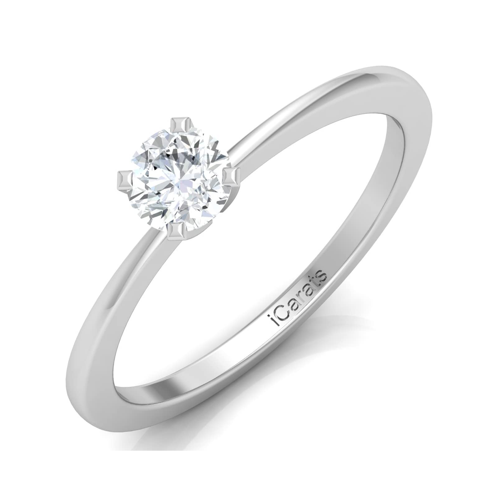 iCarats 14K Gold Diamond Solitaire Ring Wedding Engagement Ring Band For Women Jewelry - White Gold - 0.30 Ct - Size 7