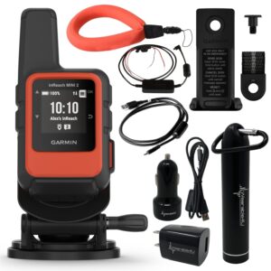 wearable4u - garmin inreach mini 2 marine bundle, compact satellite communicator, portable boating handheld with power bundle