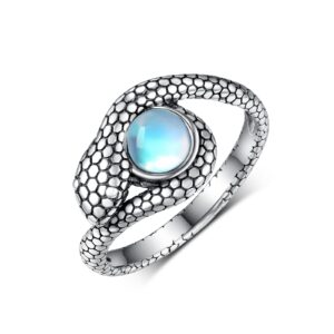 svodea moonstone snake rings for women men,925 sterling silver vintage snake statement rings,dainty animal band gifts for women (11)