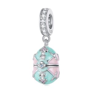 easter egg pendant charm 925 sterling silver charm fits for pandora bracelet necklace, bsc779