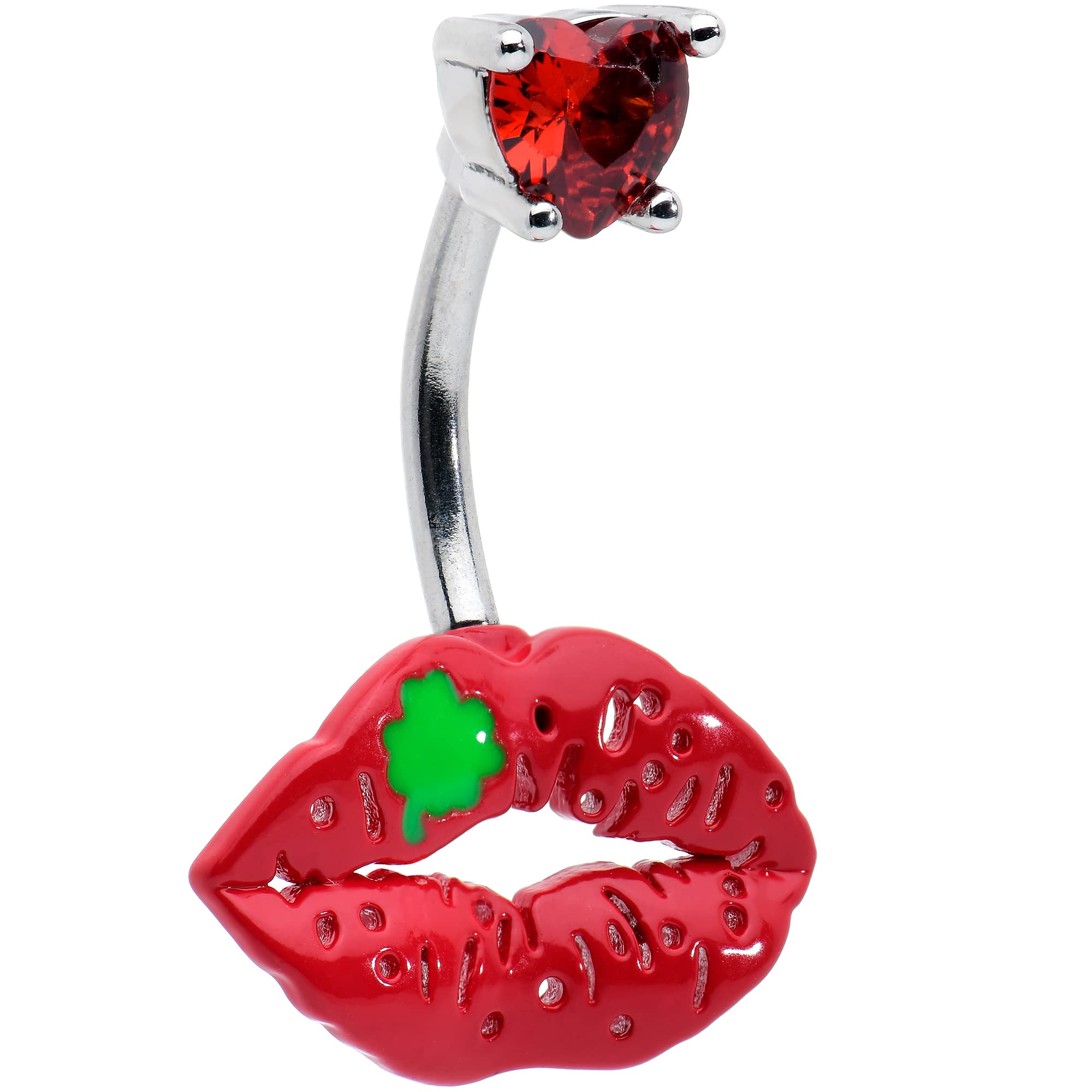 Body Candy Womens Steel Navel Ring Piercing Lucky Lips St Patricks Day Shamrock Heart Double Mount Belly Button Ring