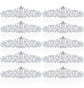 bbto 10 pcs crystal tiara and crowns for women girls princess rhinestone crown queen headband with combs bride crown tiara for birthday party wedding prom hair accessories(silver)