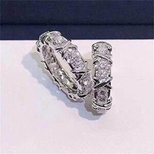 Magnetic Zircon Shaping Cross Full Moissanite Diamond Ring, Magnetic Zircon Shaping Rings, 925 Sterling Silver Cross Full Moissanite Diamond Ring, Weight Loss, Boost Metabolism (7, 2pcs Gold&Silver)