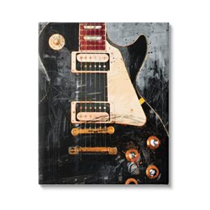 stupell industries vintage electric guitar music notes canvas wall art, design by savannah miller