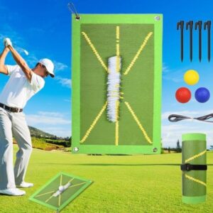 Ujicde Golf Training Mat for Swing Detection Batting, Golf Mat That Shows Swing Path, Analysis Swing Path and Correct Hitting Posture Golf Practice Mat, Golf Training Aid Equipment