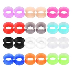 charmonline 24pcs soft silicone ear gauges flesh tunnels plugs stretchers expander double flared flesh tunnels ear piercing jewelry for women men (1/2"(12mm))