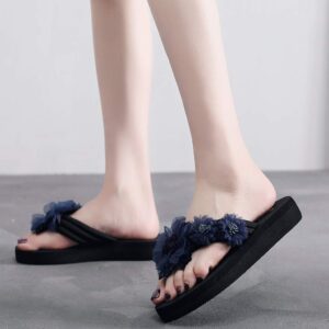 ZHOUXINGB Slippers for Women, Sandals Women Elegant Indoor Sandals Sexy Water Shoes Size 10 Shoes Gladiator Heels Business House Slippers for Women Non Slip Navy