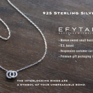 EFYTAL Sterling Silver Mother Daughter Necklace, Gifts for Mom from Daughter, Daughter Gift from Mom, Mother Daughter Jewelry, Sentimental Gifts for Mom, Mom Necklace for Women, Sterling Silver, Cubic