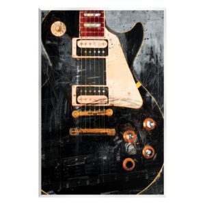 stupell industries vintage electric guitar music notes wood wall art, design by savannah miller