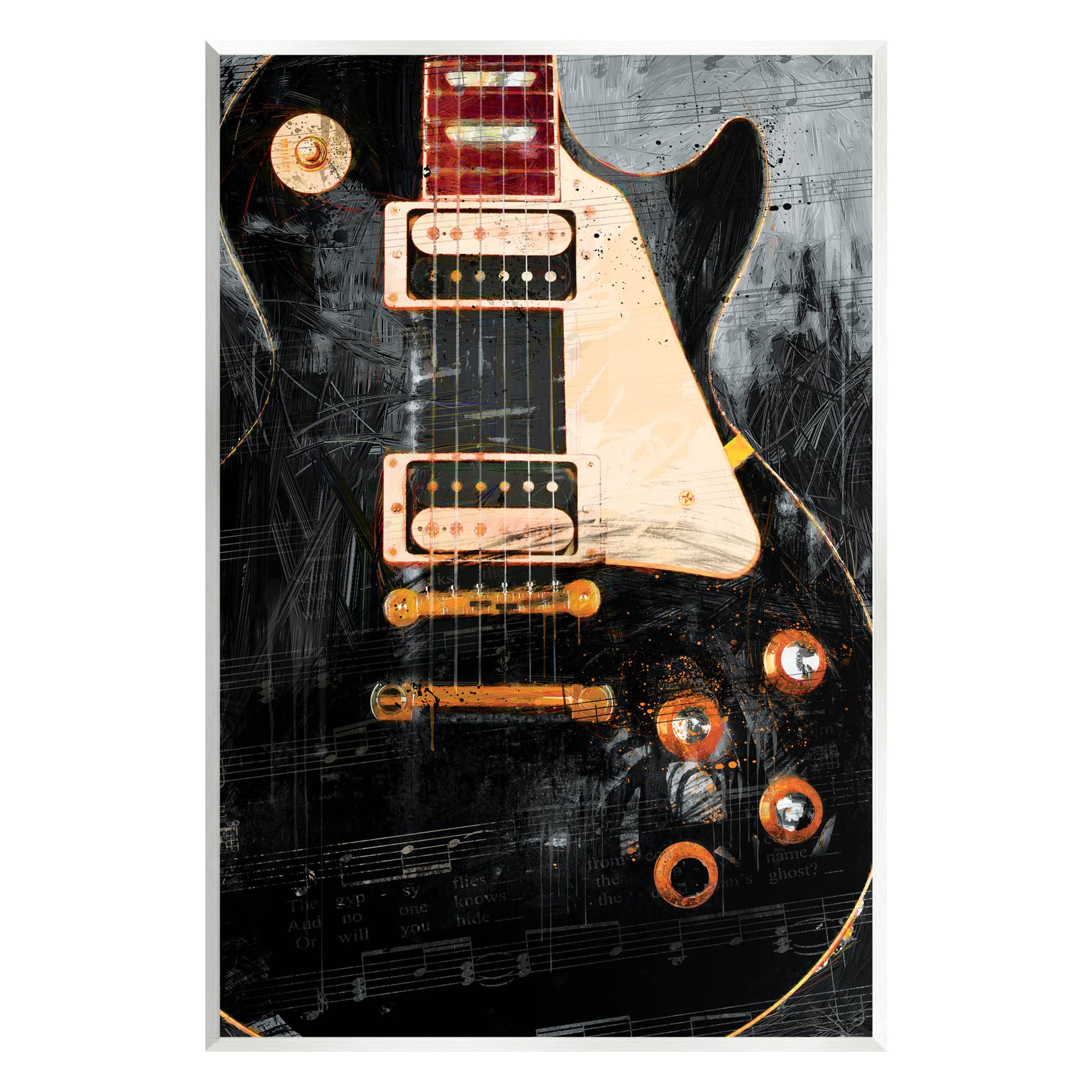 Stupell Industries Vintage Electric Guitar Music Notes Wood Wall Art, Design by Savannah Miller