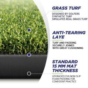 Golfguru 5x4ft PRO Artificial Turf Golf Mat + Golfguru All in 1 Golf Practice Net with XL Tri-Turf Golf Hitting Mat