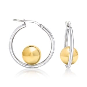 ross-simons italian 2-tone sterling silver ball hoop earrings