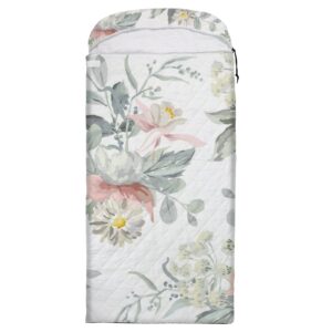 sleeping bag sleep bag cover floral small flowers peony watercolor vintage spring summer mat for travel camping hiking women men adult 3 seasons cold warm weather