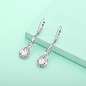 Starchenie Opal Earrings 925 Sterling Silver Infinity Dangle Earrings Birthstone Jewelry for Women