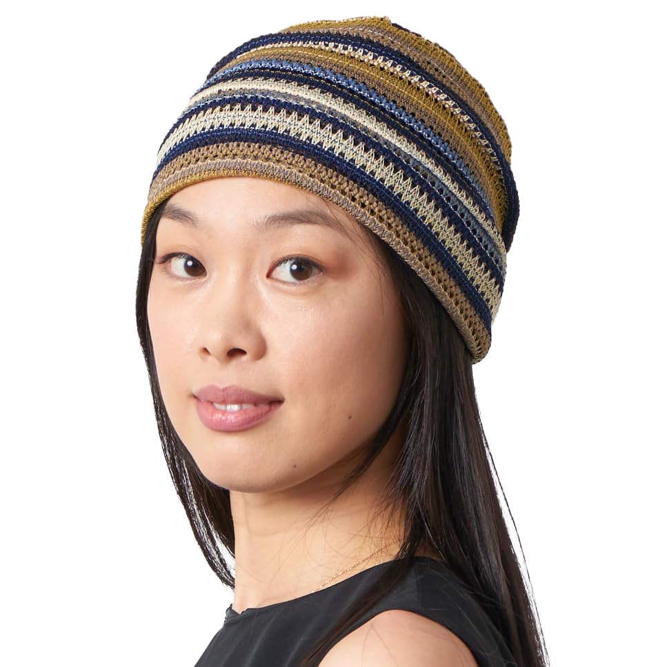 CHARM Men Summer Beanie Knit - Women Hipster Slouchy Hat Boho Street Crochet Cap Navy