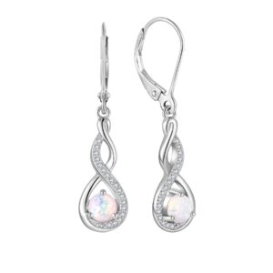 starchenie opal earrings 925 sterling silver infinity dangle earrings birthstone jewelry for women