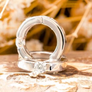 Octa Pearl 1/4 cttw Moissanite Handmade Huggie Hoop Earrings for Women in 925 Sterling Silver