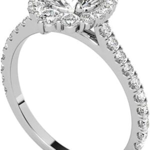 Gemone diamonds 2.50 CT Round Cut Moissanite Engagement Ring 14K White Gold & 925 Sterling Silver Floral Ring For Women Wedding Ring Anniversary Ring (White Gold, 10.5)