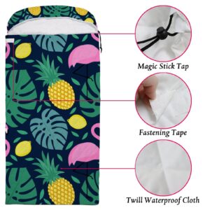 Folding Sleeping Bag Sleep Bag Tropical Pineapple Flamingo Palm Leaves Cover Mat for Travel Camping Hiking Women Men Adult 3 Seasons