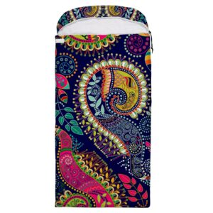 folding sleeping bag sleep bag cover mat hippie indian colorful heart mandala for travel camping hiking women men adult 3 seasons