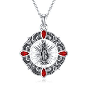 virgin mary necklace 925 sterling silver our lady of guadalupe pendant catholic jewelry for women men valentine's day christmas birthday gift