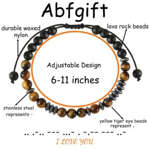 Abfgift Gifts for Nephew Bracelets Morse Code Bracelets Unique to My Nephew Gifts from Aunt for Birthday Thanksgiving Day Christmas Tiger Eye Black Lava Rock Stone Bracelet