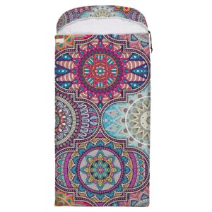 sleeping bag sleep bag cover hippie mandala patchwork geometric floral mat for travel camping hiking women men adult 3 seasons cold warm weather