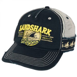 margaritaville landshark lager logo distressed adjustable hat navy