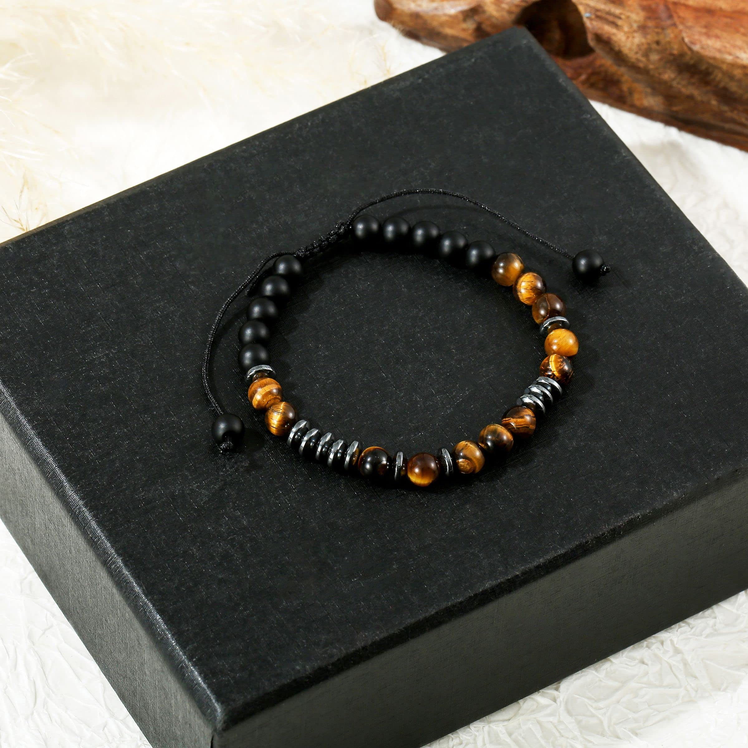 Abfgift Gifts for Nephew Bracelets Morse Code Bracelets Unique to My Nephew Gifts from Aunt for Birthday Thanksgiving Day Christmas Tiger Eye Black Lava Rock Stone Bracelet